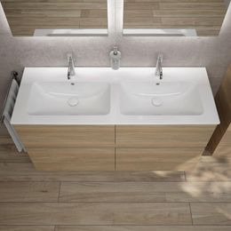 Duravit ME by Starck Doppelwaschtisch, evineo ineo5 evo Unterschrank B: 128 cm, 4 Ausz&uuml;ge, mit Griffmulde,, 233613AA00+BE0717OA,