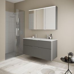 Burgbad Eqio Schrank mit Slim Keramik-Doppelwaschtisch, mit Spiegelschrank, SHCQ122RF6584C0001G0146,