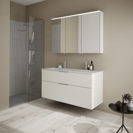 Burgbad Eqio Schrank mit Slim Keramik-Doppelwaschtisch, mit Spiegelschrank, SHCQ122RF2009C0001G0146,