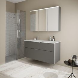 Burgbad Eqio Schrank mit Slim Keramik-Doppelwaschtisch, mit Spiegelschrank, SHCQ122LF6584C0001G0146,