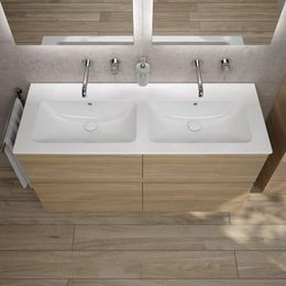 Duravit ME by Starck Doppelwaschtisch, evineo ineo5 evo Unterschrank B: 128 cm, 4 Ausz&uuml;ge, mit Griffmulde,, 233613AA60+BE0717OA,