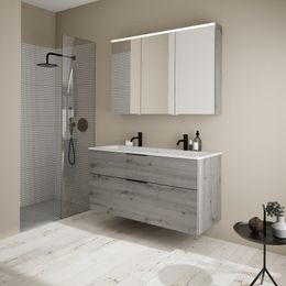 Burgbad Eqio Schrank mit Slim Keramik-Doppelwaschtisch, mit Spiegelschrank, SHCQ122RF6015C0001G0200,