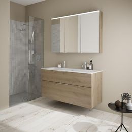 Burgbad Eqio Schrank mit Slim Keramik-Doppelwaschtisch, mit Spiegelschrank, SHCQ122LF6423C0001G0146,