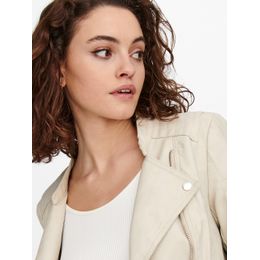Only Damen Lederimitatjacke "ONLAVA FAUX LEATHER BIKER OTW NOOS", beige, Gr. 36, unifarben, Web, Obermaterial: 87% Polyester, 9% Baumwolle, 4%