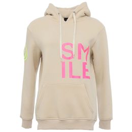 Zwillingsherz Damen Hoodie ""Alissa"", beige, Gr. XXL, unifarben mit Farbeins&auml;tzen, Sweatware, Obermaterial: 50% Baumwolle, 50% Polyester,