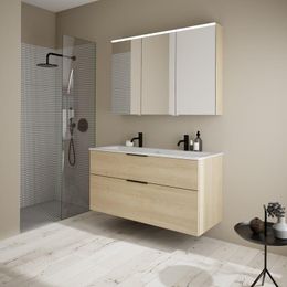 Burgbad Eqio Schrank mit Slim Keramik-Doppelwaschtisch, mit Spiegelschrank, SHCQ122RF3180C0001G0200,