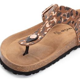 Tamaris Damen Zehentrenner "CORRA", Gr. 36cognac, leo, Gummi, Lederimitat, Schuhe, Sommerschuh, Schlupfschuh mit angenehmen Zehensteg