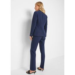 bonprix Damen Hosenanzug "Hosenanzug (2-tlg.Set)", blau, festlich, Gr. 42, unifarben, Web, Obermaterial: 90% Polyester, 10% Elasthan. Futter: 100%
