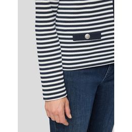 Rabe Damen Blouson, blau, Gr. 52, gestreift, Web, Obermaterial: 83% Polyester, 12% Viskose, 5% Elasthan, Jacken, mit Streifen Muster