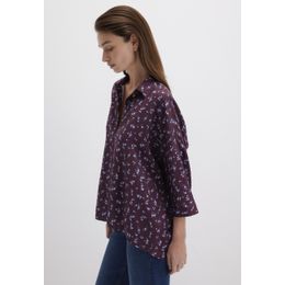Mavi Damen Langarmbluse "LONG SLEEVE SHIRT", lila, Gr. S, Jacquardmuster, 100% Viskose, Blusen, Print Bluse