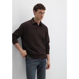 Mavi Herren Polokragenpullover "HALF BUTTONED SWEATSHIRT"ganache, Gr. L, Feinstrick, 100% Baumwolle, Pullover, Premium Polo-Sweatshirt