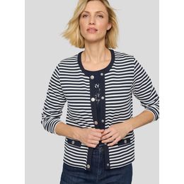 Rabe Damen Blouson, blau, Gr. 44, gestreift, Web, Obermaterial: 83% Polyester, 12% Viskose, 5% Elasthan, Jacken, mit Streifen Muster