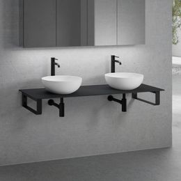 neoro n50 Konsolenplatte mit Waschtisch doppelt B: 140,5 H: 30 T: 51,5 cm, 2#BN0106WM+BN0408BM+BN0504BM+2#BN000005+BN000002,