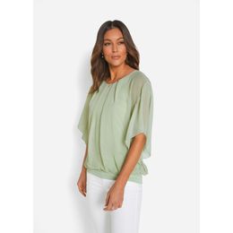 bonprix Damen Chiffonbluse "Chiffonbluse mit Untertop", gr&uuml;n, Gr. 36, Web, Obermaterial: 100% Polyester. Futter: 100% Viskose, Blusen,