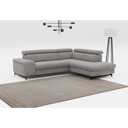 Ecksofa COTTA "Emma L-Form, B: 262 cm", grau (mouse), B:262cm H:97cm T:215cm, Sofas, Ecksofa, mit Kopfteilverstellung, optional Bettfunktion & Bettkasten