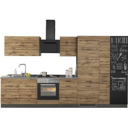 K&uuml;chenzeile KOCHSTATION "KS-Trier", grau (k&uuml;che: grau, korpus: grafit, arbeitsplatte: anthrazit), B:350cm T:60cm, Komplettk&uuml;chen-Sets, K&uuml;chenzeile, ohne E-Ger&auml;te, Breite 350 cm