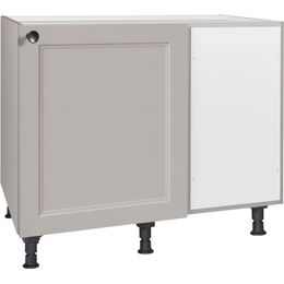 Eckunterschrank Nobilia "Cascada", vormontiert", front: lacklaminat steingrau, korpus: steingrau, B:100cm H:87cm T:58,3cm, Schr&auml;nke, Eckunterschrank, mit h&ouml;henverstellbaren Sockelf&uuml;&szlig;en, Breite 100 cm