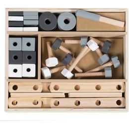 Holzbaukasten Roba, beige (natur, grau, wei&szlig;), Spielbausteine, Jungen, Holz
