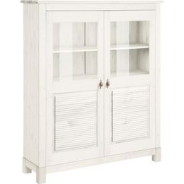 Highboard OTTO HOME "Rauna", wei&szlig;, B:111,6cm H:135,7cm T:38cm, Sideboards, Highboard, Vitrine, Breite 111,6 cm, aus massiver Kiefer