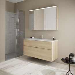 Burgbad Eqio Schrank mit Slim Keramik-Waschtisch, mit Spiegelschrank, SHCP122LF3180C0001G0146,