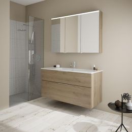 Burgbad Eqio Schrank mit Slim Keramik-Waschtisch, mit Spiegelschrank, SHCP122LF6423C0001G0146,