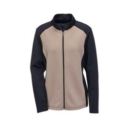 Sommerjacke GOLDNER "Kurzgr&ouml;&szlig;e Leichte Freizeitjacke mit Stehkragen", Damen, Gr. 21, schwarz (schwarz, sand), Obermaterial: 95% Polyester PES. 5% Elasthan EL., normales B&uuml;ndchen, Jacken, Rei&szlig;verschluss mit Kinnschutz