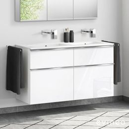 Duravit ME by Starck Doppelwaschtisch, evineo ineo4 Unterschrank B: 130 cm, 4 Ausz&uuml;ge, mit Griff,, 233613AA60+BE0269WH,