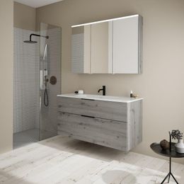 Burgbad Eqio Schrank mit Slim Keramik-Waschtisch, mit Spiegelschrank, SHCP122LF6015C0001G0200,