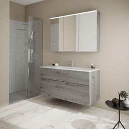 Burgbad Eqio Schrank mit Slim Keramik-Waschtisch, mit Spiegelschrank, SHCP122RF6015C0001G0146,