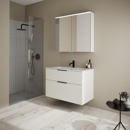 Burgbad Eqio Schrank mit Slim Keramik-Waschtisch, mit Spiegelschrank, SHCP092F2009C0001G0200,