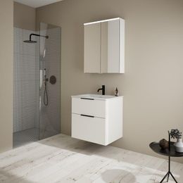Burgbad Eqio Schrank mit Slim Keramik-Waschtisch, mit Spiegelschrank, SHCP062F6582C0001G0200,