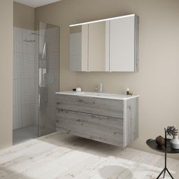 Burgbad Eqio Schrank mit Slim Keramik-Waschtisch, mit Spiegelschrank, SHCP122LF6015C0001G0146,