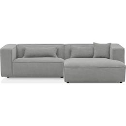 Ecksofa "PIARA mit Kedernaht, Cord, Leinenoptik o. Strukturstoff, Couch, L-Form", grau (hellgrau), B:267cm H:66cm T:167cm, 100% Polyester, LeGer Home by Lena Gercke, Sofas, Ecksofa, wahlweise Ottomane rechts/links, schwarze F&uuml;&szlig;e, bequemer Sitzkomfort