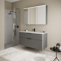 Burgbad Eqio Schrank mit Slim Keramik-Waschtisch, mit Spiegelschrank, SHCP122RF6584C0001G0200,