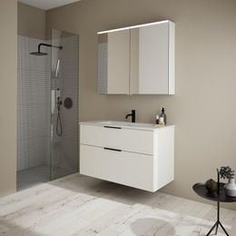 Burgbad Eqio Schrank mit Slim Keramik-Waschtisch, mit Spiegelschrank, SHCP102F6582C0001G0200,