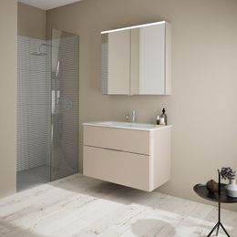 Burgbad Eqio Schrank mit Slim Keramik-Waschtisch, mit Spiegelschrank, SHCP092F6583C0001G0146,