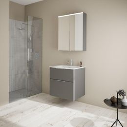 Burgbad Eqio Schrank mit Slim Keramik-Waschtisch, mit Spiegelschrank, SHCP062F6584C0001G0146,