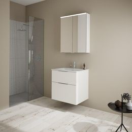 Burgbad Eqio Schrank mit Slim Keramik-Waschtisch, mit Spiegelschrank, SHCP062F6582C0001G0146,