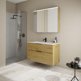 Burgbad Eqio Schrank mit Slim Keramik-Waschtisch, mit Spiegelschrank, SHCP102F5662C0001G0200,