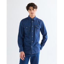 Wrangler Herren Langarmhemd "WESTERN SHIRT", blau, Gr. L, Web, Obermaterial: 100% Baumwolle, Hemden
