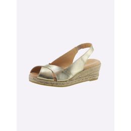 Heine Damen Sandalette, Gr. 36, gold, Leder, Schuhe