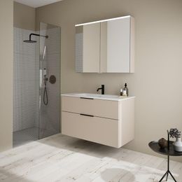 Burgbad Eqio Schrank mit Slim Keramik-Waschtisch, mit Spiegelschrank, SHCP102F6583C0001G0200,
