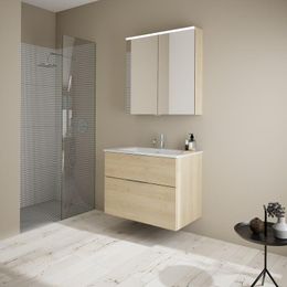 Burgbad Eqio Schrank mit Slim Keramik-Waschtisch, mit Spiegelschrank, SHCP082F3180C0001G0146,