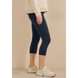 Cecil Damen 3/4-Leggings, blau, Gr. XS, unifarben, Jersey, Obermaterial: 95% Baumwolle, 5% Elasthan, Hosen, Capri mit Stretch und elastischem Bund