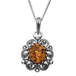 OSTSEE-SCHMUCK Damen Kette mit Anh&auml;nger "- Traudel - Silber 925/000 - Bernstein", 50, Silber 925 (Sterlingsilber), silber, Silber 925