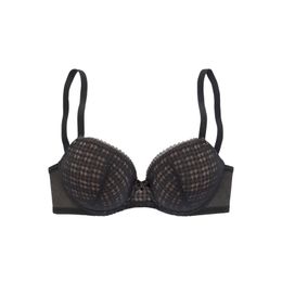 s.Oliver Damen Push-up-BH "Noelle", Gr. 70, schwarz, Spitze, Obermaterial: 60% Polyamid, 35% Polyester, 5% Elasthan, BHs, mit B&uuml;gel, aus graphischer