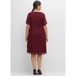 sheego Damen Abendkleid "Abendkleid", rot, Gr. 56, unifarben, 100% Polyester, Spitze:100% Polyamid, Kleider