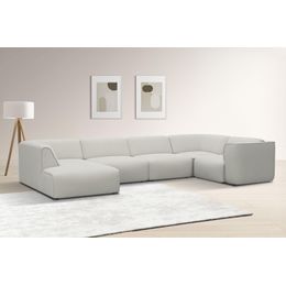 Wohnlandschaft OTTO HOME "Merid U-Form, B: 367 cm", beige (natur), B:367cm H:70cm T:206cm, Struktur fein (100% Polyester);Samtoptik (100% Polyester);Samtcord (92% Polyester, 8% Polyamid), Sofas, Wohnlandschaft, jederzeit durch Module erweiterbar