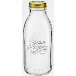 Einmachglas Bormioli Rocco "Quattro Stagion", transparent (klar), B:39cm H:24,5cm, Lebensmittelaufbewahrungsbeh&auml;lter, luftdicht verschlie&szlig;bar, goldener Schraubverschluss, 1 L