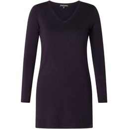 Damen V-Ausschnitt-Pullover "BAS-ANINE-LONG", blau, Gr. 50, Base Level Curvy, leicht gl&auml;nzend, Feinstrick, Obermaterial: 80% Viskose, 20% Polyamid,